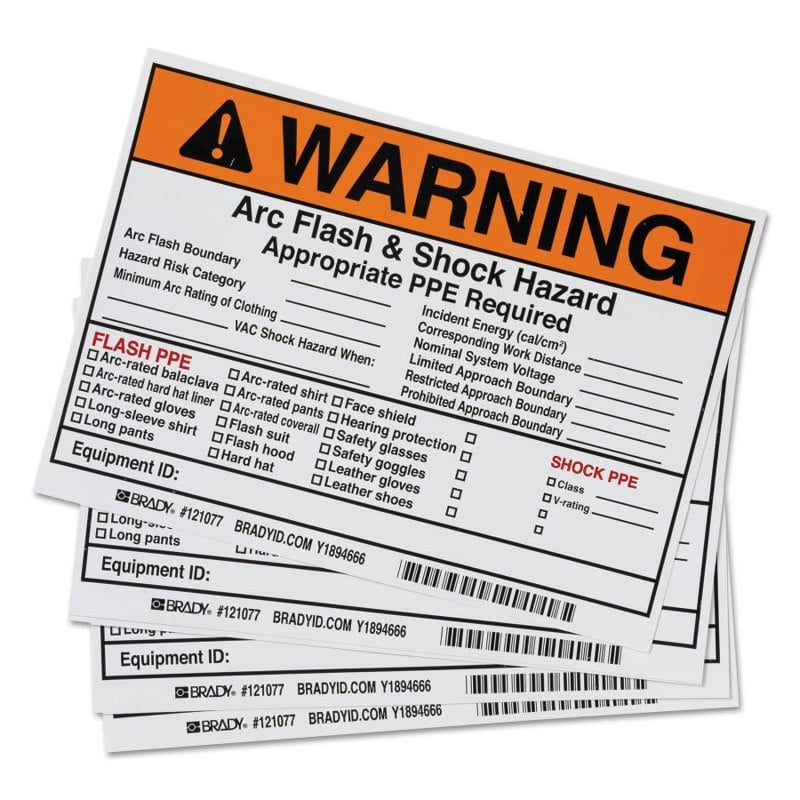 Arc Flash Labels 7 in x 5 in Warning - Arc Flash & Shock Hazard Orange ...