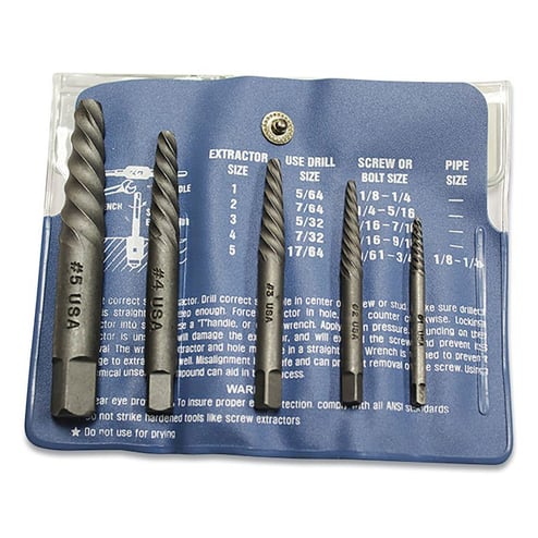 Spiral Screw Extractor Set 5 Pc Steel | Grey Wolf Safety