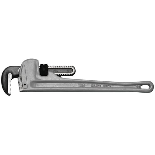 Aluminum Straight Pipe Wrenches 90° Head Angle Open Side 18 in | Grey ...