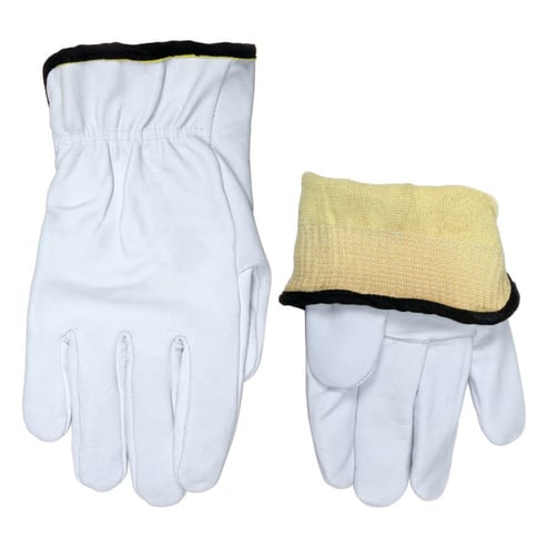Premium Grade Grain Goatskin Drivers Gloves Small Leather Kevlar White ...