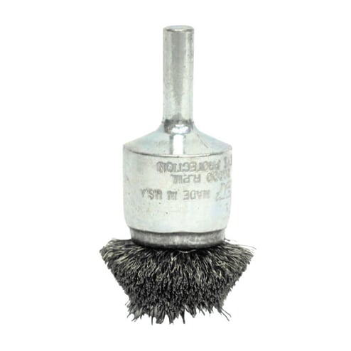 Stem-Mounted Circular Flared End Brushes Steel 20000 rpm 1 1/4" x 0.006 ...