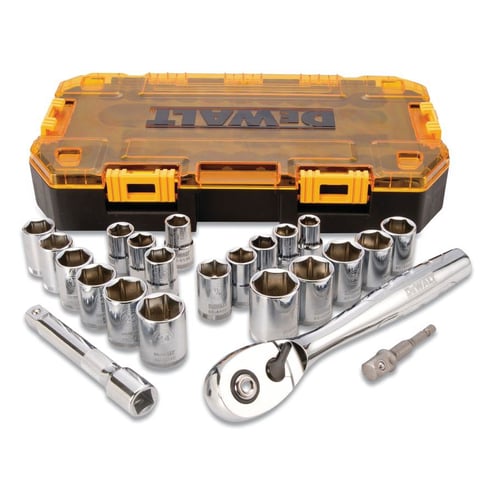 23 Piece Combination Socket Set 1/2 in Dr 6 Point SAE/Metric Stackable ...