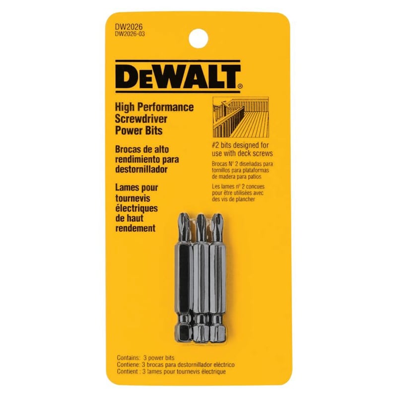 Screwdriver Bits, #2, 2 in Deck Bits, 3 Pack | Grey Wolf Safety