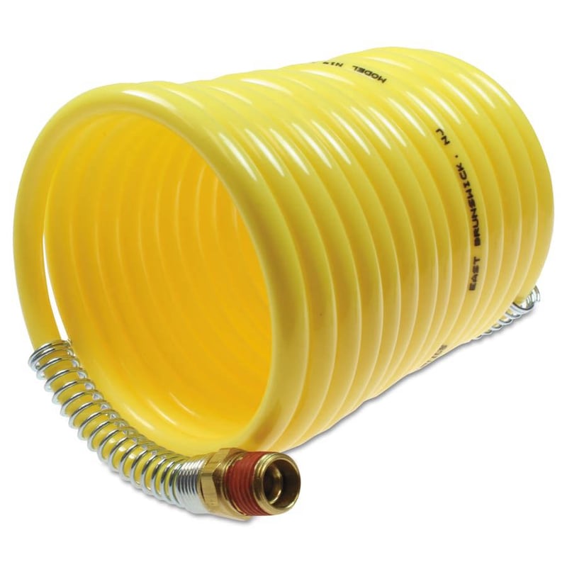 Nylon Self-Storing Air Hoses 1/2 in I.D. 50 ft 2 Swivel Fittings | Grey ...