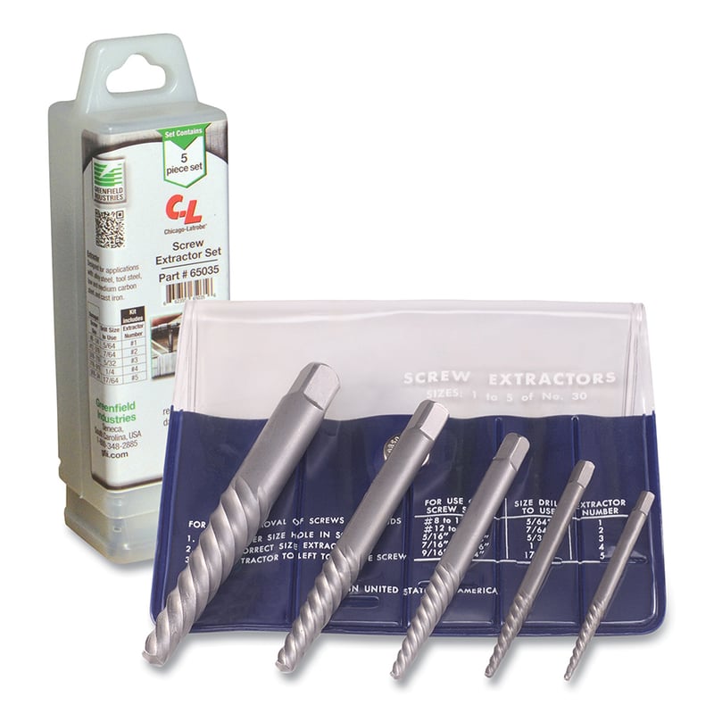 Style 800 Screw Extractor Set 5 Pc #1 to #5 | Grey Wolf Safety