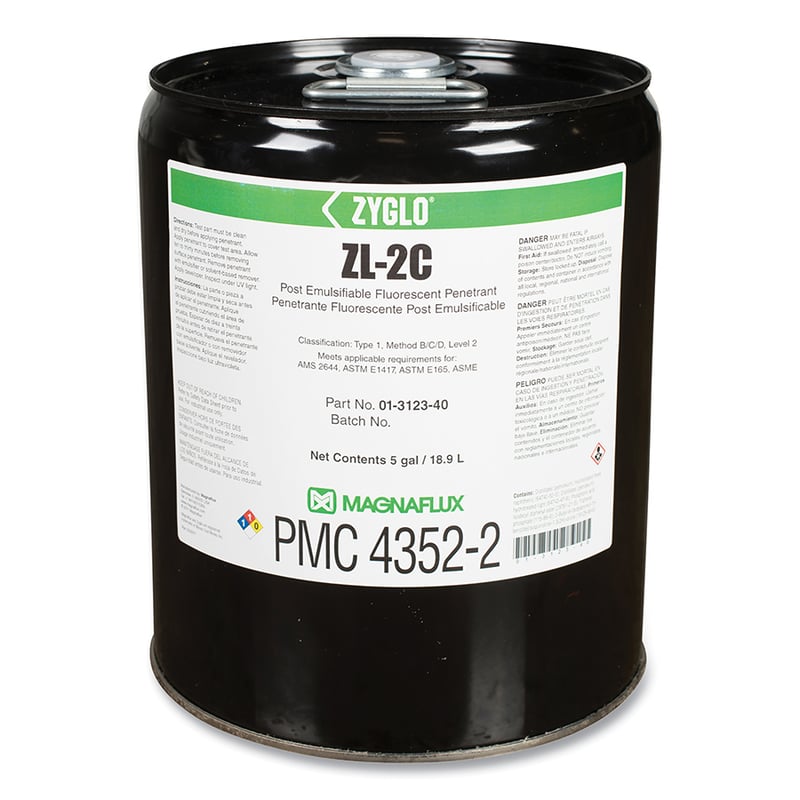ZL-2C Post Emulsifiable Fluorescent Penetrant 5 gal Pail | Grey Wolf Safety