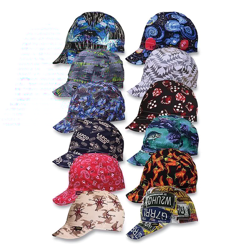 High Crown Welding Cap Size 8 Assorted Prints 4-Panel | Grey Wolf Safety