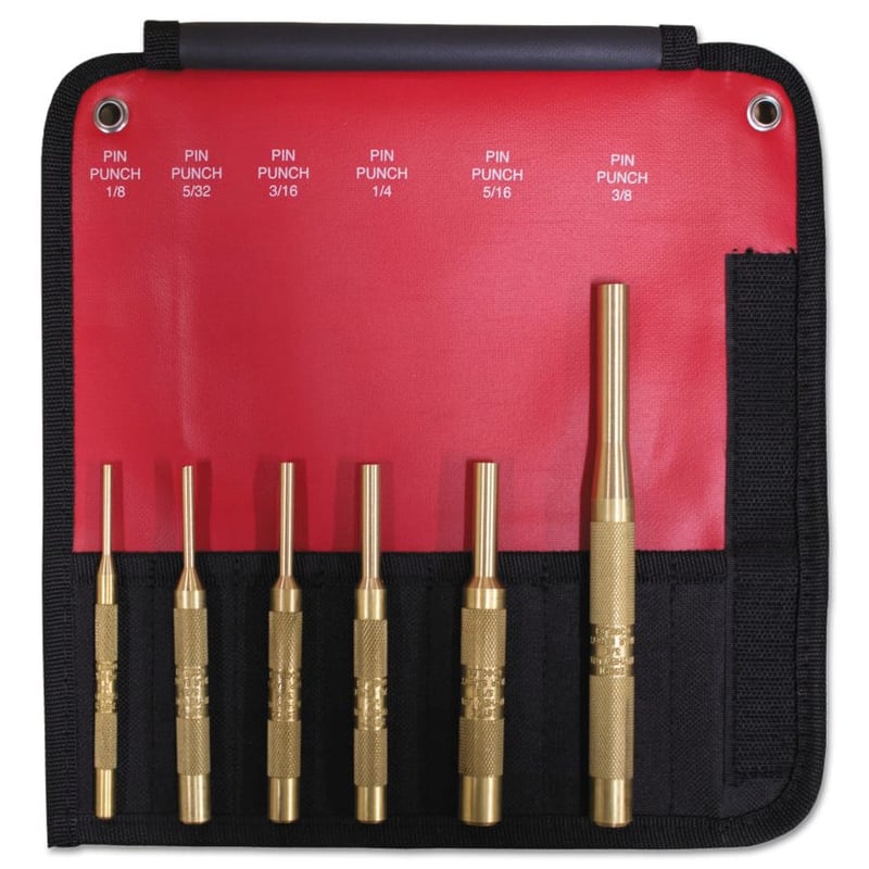 6 Piece Brass Pin Punch Set SAE Round Imperial | Grey Wolf Safety