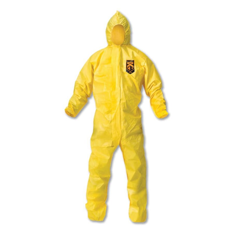 KLEENGUARD A70 Chemical Splash Protection Coveralls Yellow L Hood ...