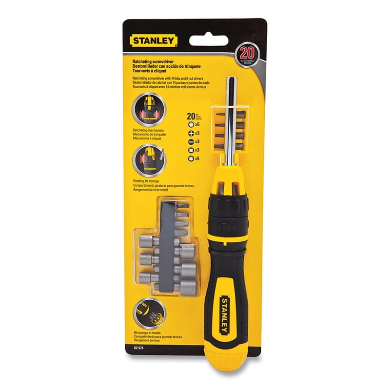 Multi-Bit Ratcheting Screwdriver Set Magnetic Black/Yellow 20 Piece ...