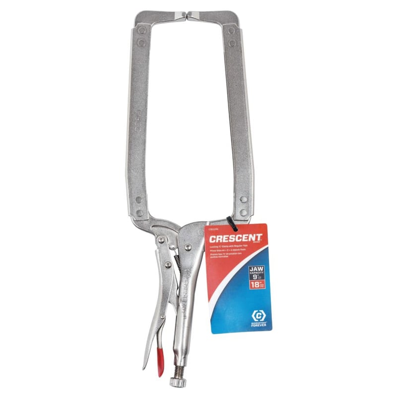 Locking C-Clamp Regular Pads Locking Grip 18 in Long | Grey Wolf Safety