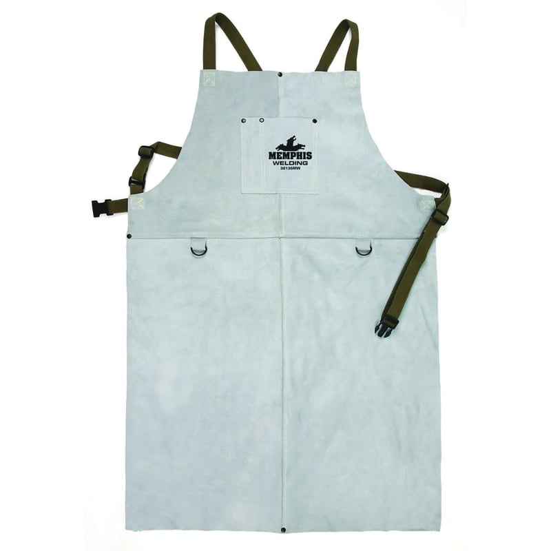 Leather Welding Bib Apron 24 in W x 36 in L Gray | Grey Wolf Safety