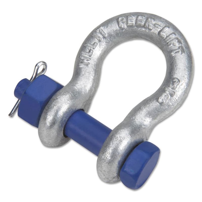 Screw Pin Anchor Shackles, 1 1/16 in Opening, 5/8 in Bail, 6,250 lb ...