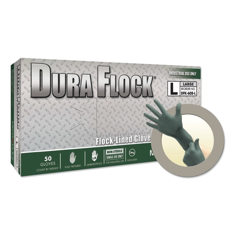 DURA FLOCK FLOCK LINED NITRILE LARGE | Grey Wolf Safety