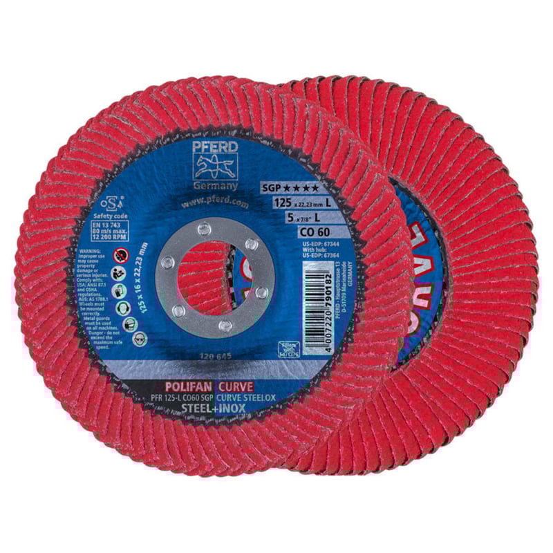 Polifan Curve Flap Wheels 5 in Diam 5/8 in Thickness 60 Grit 12200 rpm ...