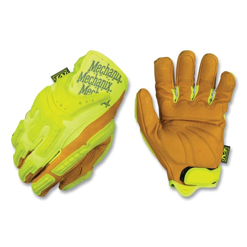 Hi-Viz CG Heavy Duty Leather Work Gloves Hi-Viz Yellow Large | Grey Wolf Safety