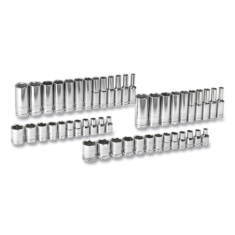 47 Pc. 1/4 in Drive 6 Point Standard and Deep SAE and Metric Socket Set ...